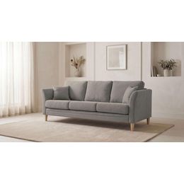 3-Sitzer Home Affaire "Arellano, Breite 217 cm", cappuccino, B:217cm H:87cm T:86cm, Sofas, klassisches Design, 2 Zierkissen inklusive, Webstoff fein, Chenille