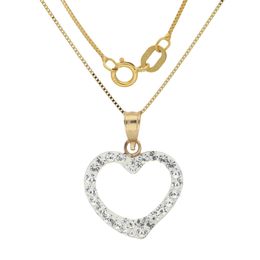 Herzkette Vivance "sparkling heart", gold (gelbgold 375), Halsketten, Damen, Gelbgold 375, Herzkette