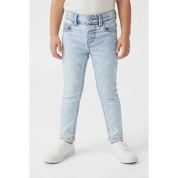 Skinny-fit-Jeans name it "NMFPOLLY SKINNY JEANS 1842-TH NOOS", M&auml;dchen, Gr. 98, N-Gr, light blau bleached denim, Denim/Jeans, Obermaterial: 70% Baumwolle, 27% Polyester, 3% Elasthan, unifarben, skinny fit kn&ouml;chellang, Jeans