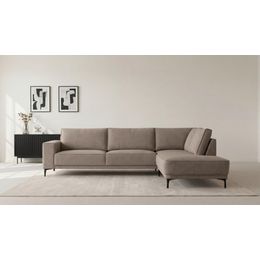 Ecksofa OTTO HOME "Casina", beige (liver), B:289cm H:85cm T:210cm, 90%Polyester, 10% Nylon, Sofas, Ecksofa, mit abgerundeter Ottomane, in einem weichen Chenille-Stoff