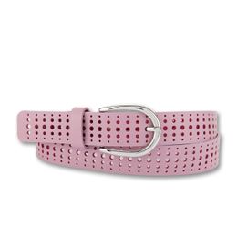 Bernd G&ouml;tz Lederg&uuml;rtel BERND G&Ouml;TZ "Lederg&uuml;rtel mit Lochpr&auml;gung & silbergl&auml;nzender Halbschlie&szlig;e", Damen, Gr. 105, rosa, Rindsleder, G&uuml;rtel Lederg&uuml;rtel