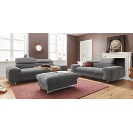 Hocker COTTA "Chef", stone, B:100cm H:46cm T:65cm, Struktur (100% Polyester);Chenille (90% Polyester, 10% Polyamid), Hocker, Hocker, mit edlen Metallkufen