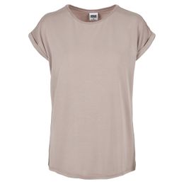 Kurzarmshirt Urban Classics "Urban Classics Damen Ladies Modal Extended Shoulder Tee", Damen, Gr. M, duskrose, 77% Modal, 23% Polyester, unifarben, loose fit, Rundhals, Shirts