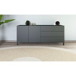 borchardt M&ouml;bel Sideboard BORCHARDT M&Ouml;BEL "Sophia, Grifflos mit schwarzen Metallf&uuml;&szlig;en", schwarz (schwarz matt), B:152cm H:62cm T:35cm, Spanplatte, Sideboards, Sideboard