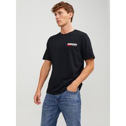 Jack & Jones Rundhalsshirt JACK & JONES "JJECORP LOGO TEE PLAY SS O-NECK NOOS", Herren, Gr. S, schwarz, Single Jersey, Obermaterial: 100% Baumwolle, bedruckt, normal normal, Rundhals, Shirts Rundhalsshirt