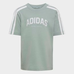 Trainingsanzug adidas Sportswear "ADIDAS COLLEGIATE KIDS SET", Jungen, Gr. 104, wonder sage, Obermaterial: 100% Baumwolle. Obermaterial Hose: 100% Polyester, Sportanz&uuml;ge Trainingsanzug