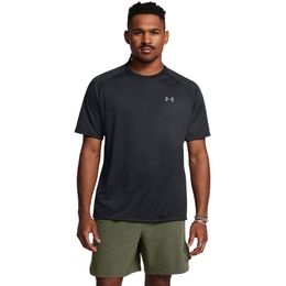 Trainingsshirt Under Armour "UA TECH 2.0 SS TEE", Herren, Gr. 5XL, schwarz, Jersey, Obermaterial: 100% Polyester, normal, Rundhals, Raglan&auml;rmel abgesteppt, Shirts, optimierte Passform, schnell trocknend, atmungsaktiv