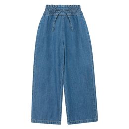 Bequeme Jeans s.Oliver JUNIOR, Jungen, Gr. 104, N-Gr, mid blau, Denim/Jeans, Obermaterial: 100% Baumwolle, unifarben, bequem lang, Jeans, mit elastischem breitem Bund und Bindeband