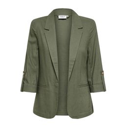 Kurzblazer Only "ONLGOA 3/4 UNLINE LINEN BL BLAZER CC TLR", Damen, Gr. 36, smokey olive, Web, Obermaterial: 70% Viskose, 30% Leinen, unifarben, loose fit normal, V-Ausschnitt, Blazer Kurzblazer, mit Leinen