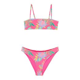 Bandeau-Bikini Roxy "Aquarella", Kinder, Gr. 14(155-164cm), Cup B, sangria sunset aquarella rg, Obermaterial: 82% Microfaser, 18% Elasthan;, Bikini-Sets Bandeau-Bikini