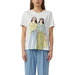 Kurzarmshirt s.Oliver, Damen, Gr. 36, wei&szlig;, Jersey, Obermaterial: 100% Baumwolle, bedruckt, normal h&uuml;ftbedeckend, Rundhals, Shirts, mit gro&szlig;em Frontprint