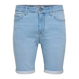 Only & Sons Shorts ONLY & SONS "ONSPLY BOX PIM JOG DNM SHORTS OTL", Damen, Gr. L, N-Gr, light blau denim, Web, Obermaterial: 64% Baumwolle, 31% Polyester, 3% Viskose, 2% Elasthan, unifarben, regular fit knielang, Hosen Shorts