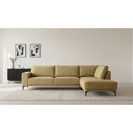 Ecksofa OTTO HOME "Casina", gold (brass), B:289cm H:85cm T:210cm, 90%Polyester, 10% Nylon, Sofas, Ecksofa, mit abgerundeter Ottomane, in einem weichen Chenille-Stoff