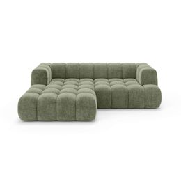 Ecksofa HOMSY BY ANA JOHNSON "XL BOUBELLE L-Form extra tief, Design-Sofa, Bubble-Optik, Breite 247cm", gr&uuml;n, B:247cm H:75cm T:191cm, 100% Polyester, Sofas, Ecksofa, hoher Sitzkomfort dank Wellenunterfederung, modern, mit Steppung