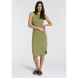 Jerseykleid Replay, Damen, Gr. M, N-Gr, light military, Jersey, Obermaterial: 49% Modal, 44% Baumwolle, 7% Elasthan, unifarben, slim fit kniebedeckend, Rundhals, Kleider Jerseykleid, in gerippter Struktur, figurbetont