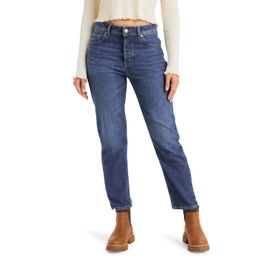 Relax-fit-Jeans Roxy "Patti Straight Mid", Damen, Gr. 27S, medium blau, Obermaterial: 79% Walkfrottier, 20% Walkfrottier, 1% Elasthan;, Jeans Relax-fit-Jeans