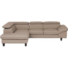 Ecksofa Home Affaire "Pilot L-Form", sand, B:266cm H:73cm T:108cm, 100% Polyester; Feinstruktur 75000 Scheurtouren; Struktur 35000 Scheuertouren, Mikrofaser 40000 Scheuertouren, Sofas, Ecksofa, mit Kopfteilverstellung, wahlweise mit Bettfunktion & Bettkasten