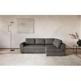 Ecksofa COTTA "Drift L-Form Ottomane, Breite 253 cm", stone, B:253cm H:86cm T:154cm, 96% POLYESTER (PES) 4% POLYAMID(PA), Sofas, Ecksofa, optional auch mit Schlaffunktion, Wellenunterfederung