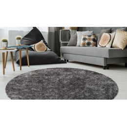 Hochflor-Teppich Calo-deluxe "Masada 900" Gr. 9, grau (grau, wei&szlig;), H:40mm &Oslash;:120cm, Kunstfaser, Teppiche, Hochflor-Teppich, Wohnzimmer