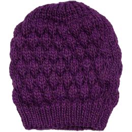 Strickm&uuml;tze styleBREAKER "Strickm&uuml;tze mit Bubblemuster", Damen, lila (violett), Modisch, M&uuml;tzen Strickm&uuml;tze
