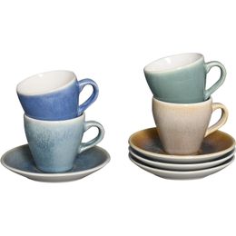 Espressotasse Creatable "Caldera Mix, Espresso-Set, 8-tlg.", bunt, 8 Stk., Steinzeug, Trinkgef&auml;&szlig;e, Espressotasse, Reaktivglasur