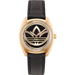 Quarzuhr adidas originals "EDITION ONE", schwarz (schwarz, goldfarben), Armbanduhren, Damen, Quarzuhr, Armbanduhr, Damenuhr, Herrenuhr, unisex, analog, Lederarmband