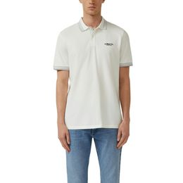 Poloshirt s.Oliver, Herren, Gr. L, wei&szlig;, Piqu&eacute;, Obermaterial: 95% Baumwolle, 5% Elasthan, bedruckt, kontrastfarbene Details, regular fit normal, ohne Ausschnitt, gerader Abschluss kontrastfarben, Shirts Poloshirt, mit Logo Schriftzug