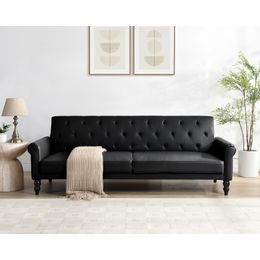 Schlafsofa DOREL HOME "Tyne", schwarz, B:222cm H:82cm T:83cm, 100% polyurethan, Sofas, Schlafsofa