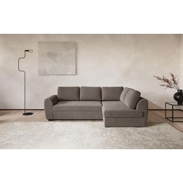 Ecksofa COTTA "Drift L-Form Ottomane, Breite 253 cm", taupe, B:253cm H:86cm T:154cm, 96% POLYESTER (PES) 4% POLYAMID(PA), Sofas, Ecksofa, optional auch mit Schlaffunktion, Wellenunterfederung