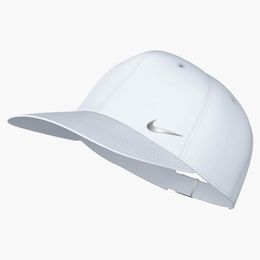 Baseball Cap Nike Sportswear "U NK DF CLUB CAP U CB MTSWSH L", Damen, Gr. L, wei&szlig;, metall, Obermaterial: 100% Polyester, Caps Baseball Cap, mit gebogenem Schirm, mit Metall-Swoosh-Logo, mittelhohe Passform
