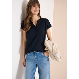 T-Shirt Cecil, Damen, Gr. XS (36), universal blau, Jersey, Obermaterial: 50% Baumwolle, 50% Modal, unifarben, regular fit normal, Rundhals, Shirts T-Shirt, mit elastischem Bund