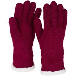 Strickhandschuhe styleBREAKER "Strickhandschuhe mit Reiskornmuster und Fleece", Damen, rot (bordeaux, rot), Modisch, Handschuhe Strickhandschuhe