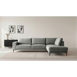 Ecksofa OTTO HOME "Casina", grau (dolphin), B:289cm H:85cm T:210cm, 90%Polyester, 10% Nylon, Sofas, Ecksofa, mit abgerundeter Ottomane, in einem weichen Chenille-Stoff
