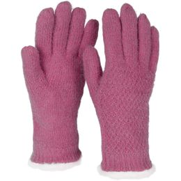 Strickhandschuhe styleBREAKER "Strickhandschuhe mit Reiskornmuster und Fleece", Damen, pink, Modisch, Handschuhe Strickhandschuhe