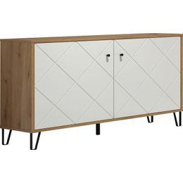 Sideboard Places of Style "Tarragona", wei&szlig; (artisan eiche melamin, wei&szlig; matt), B:123cm H:76cm T:40cm, Sideboards, Sideboard, Sideboard mit 2 T&uuml;ren & Soft-Close - (B/T/H) 123/40/76 cm