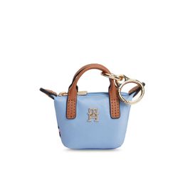 Schl&uuml;sselanh&auml;nger Tommy Hilfiger "TH CHARMS POPETTE NANO", Damen, hellblau, Leder, Nylon, Schl&uuml;sselanh&auml;nger Schl&uuml;sselanh&auml;nger, Taschen Charm, Bag Charm mit Anh&auml;nger f&uuml;r Einkaufchips