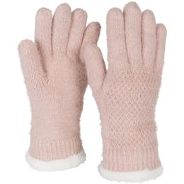 Strickhandschuhe styleBREAKER "Strickhandschuhe mit Reiskornmuster und Fleece", Damen, rosa (altrose), Modisch, Handschuhe Strickhandschuhe