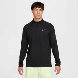 Laufshirt Nike "M NK DF STRIDE HZ MIDLAYER", Herren, Gr. L, schwarz, reflective silv, Obermaterial: 88% Polyester, 12% Elasthan, normal, Rundhals, Shirts Laufshirt