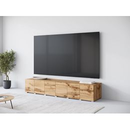 Lowboard OTTO HOME "Denver TV-Schrank, Breite 220 cm", votan eichefarben, B:219,6cm H:39,9cm T:49cm, FSC-zertifizierter Holzwerkstoff, Sideboards, Lowboard, Modernes TV-Lowboard mit 5 Klappen und viel Stauraum