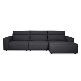 Ecksofa OTTO HOME "Jorrena, extra weicher Chenille-Stoff", dunkelgrau, B:316cm H:86cm T:166cm, 100% Polyester, Sofas, Ecksofa, L-Form, 3 Komfortstufen, Breite 316 cm, mit Wellenunterfederung