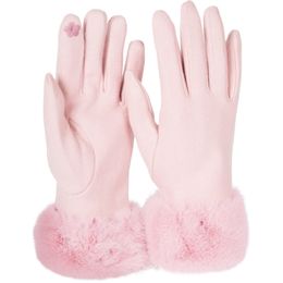 Fleecehandschuhe styleBREAKER "Unifarbene Touchscreen Handschuhe mit Kunstfell", Damen, rosa (rose), Obermaterial: 45% Viskose CV. 20% Baumwolle CO. 35% Polyester PES., Handschuhe Fleecehandschuhe