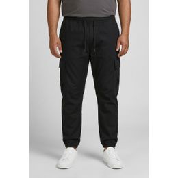 Jack & Jones PlusSize Cargohose "JPSTKANE DYLAN CUFFED CARGO RET PLS", Herren, Gr. 42 (4XL), L&auml;nge 36, schwarz, Web, Obermaterial: 98% Baumwolle, 2% Elasthan, JACK & JONES PLUSSIZE, unifarben, relaxed fit lang, Hosen Cargohose, Baumwollmischung, relaxed fit