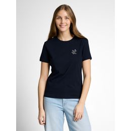 T-Shirt Tom Tailor Denim, Damen, Gr. S, sky captain blau, Jersey, Obermaterial: 100% Baumwolle, bedruckt, regular fit normal, Rundhals, Shirts T-Shirt, mit Print