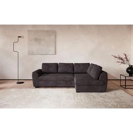 Ecksofa COTTA "Drift L-Form Ottomane, Breite 253 cm", schwarz, B:253cm H:86cm T:154cm, 96% POLYESTER (PES) 4% POLYAMID(PA), Sofas, Ecksofa, optional auch mit Schlaffunktion, Wellenunterfederung