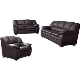 Polstergarnitur COTTA "Casino, Sofa Set, 3-2-1 Sitzer, Wohnzimmer Garnitur", braun, H:88cm T:92cm, FSC-zertifizierter Holzwerkstoff, Sitzm&ouml;bel-Sets, Polstergarnitur, Sessel, 2-Sitzer, 2,5-Sitzer, hohe R&uuml;ckenlehne