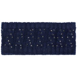 Stirnband styleBREAKER "Stirnband mit Zopfmuster & Strass", Damen, blau (dunkelblau), Obermaterial: 100% Viskose CV., Modisch, M&uuml;tzen Stirnband