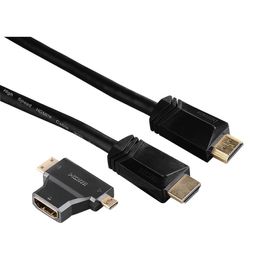 Hama HDMI-Kabel "High Speed HDMI&trade;-Kabel Stecker-Stecker Ethernet 1,5m+HDMI&trade;-Adapter", schwarz, 150cmcm, Kabel, HDMI-Kabel