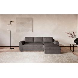 Ecksofa COTTA "Drift L-Form Recamiere, Breite 253 cm", stone, B:253cm H:86cm T:154cm, 96% POLYESTER (PES) 4% POLYAMID(PA), Sofas, Ecksofa, optional auch mit Schlaffunktion, Wellenunterfederung