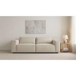 2-Sitzer OTTO HOME "Jorrena, extra weicher Chenille-Stoff", beige, B:226cm H:73cm T:105cm, 100% Polyester, Sofas, 2-Sitzer, Kompaktsofa, 3 Komfortstufen, Breite 226 cm, mit Wellenunterfederung