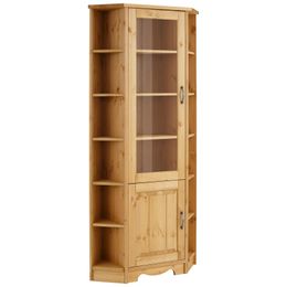 Eckvitrine OTTO HOME "Trinidad", beige (natur ge&ouml;lt), Schr&auml;nke, Eckvitrine, H&ouml;he 188 cm, FSC zertifiziertes Massivholz